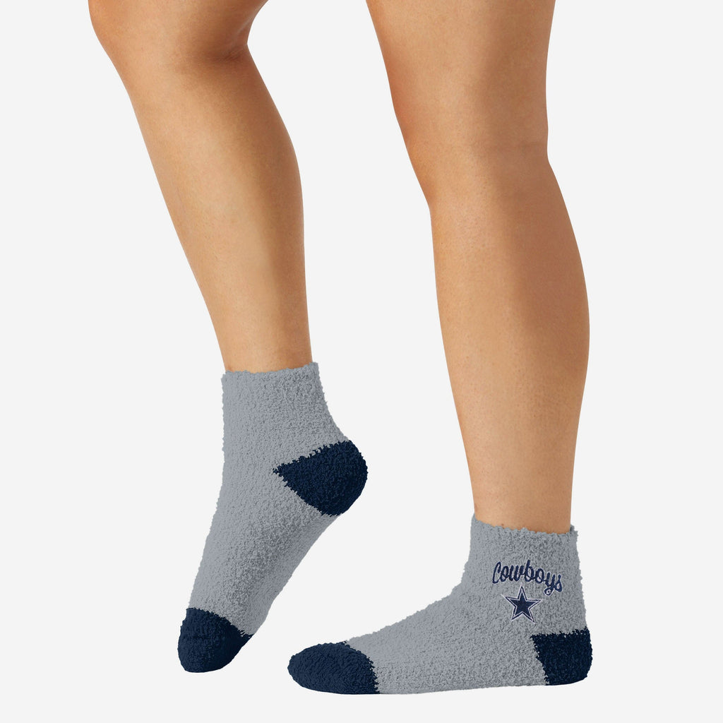Dallas Cowboys 2 Pack Womens Script Logo Fuzzy Ankle Socks FOCO