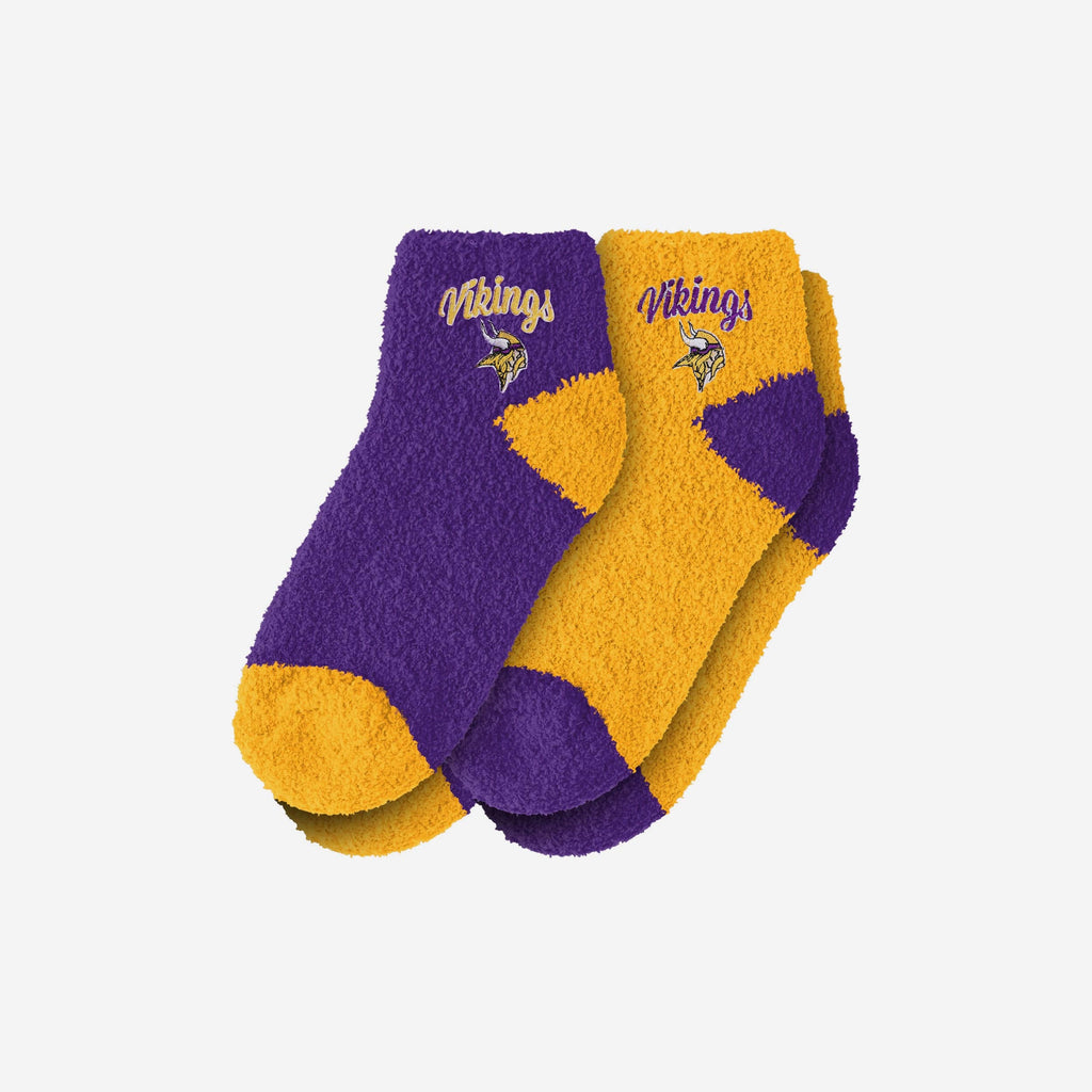 Minnesota Vikings 2 Pack Womens Script Logo Fuzzy Ankle Socks FOCO
