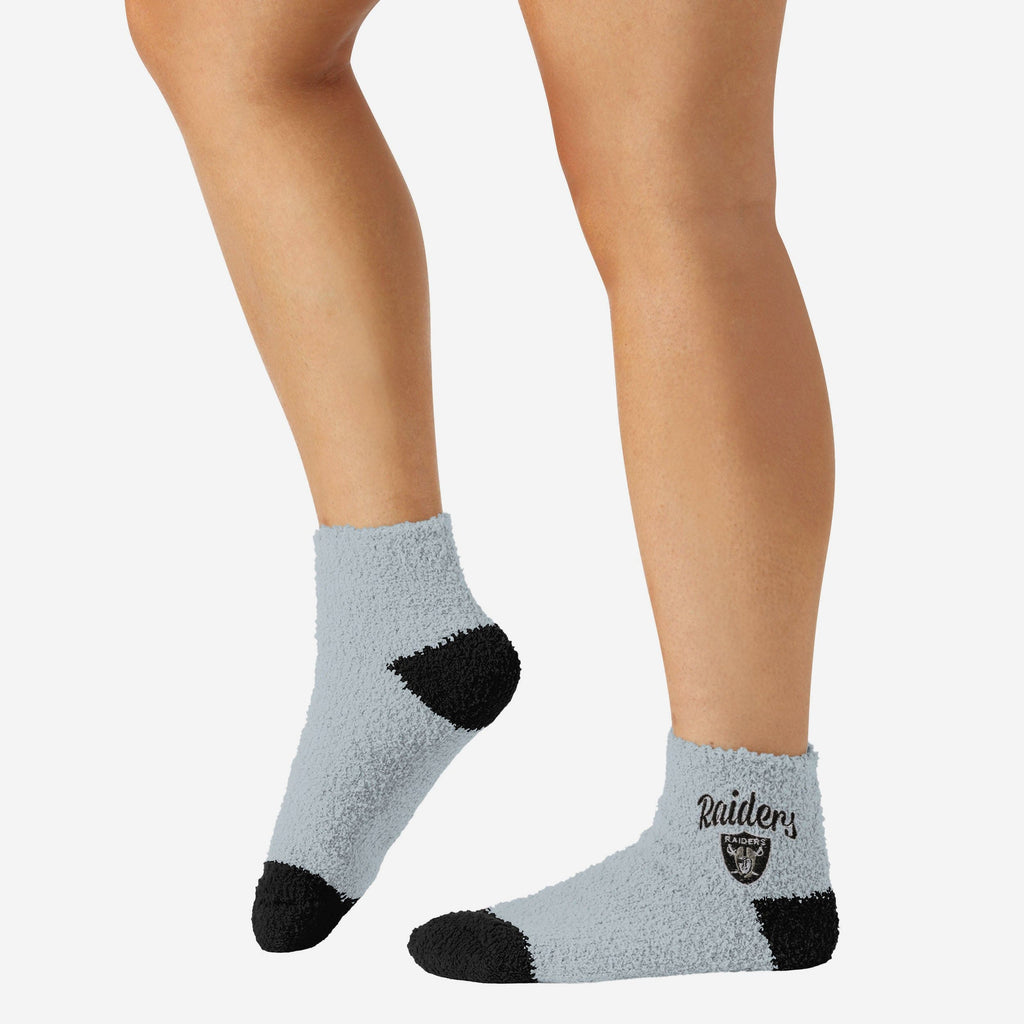 Las Vegas Raiders 2 Pack Womens Script Logo Fuzzy Ankle Socks FOCO