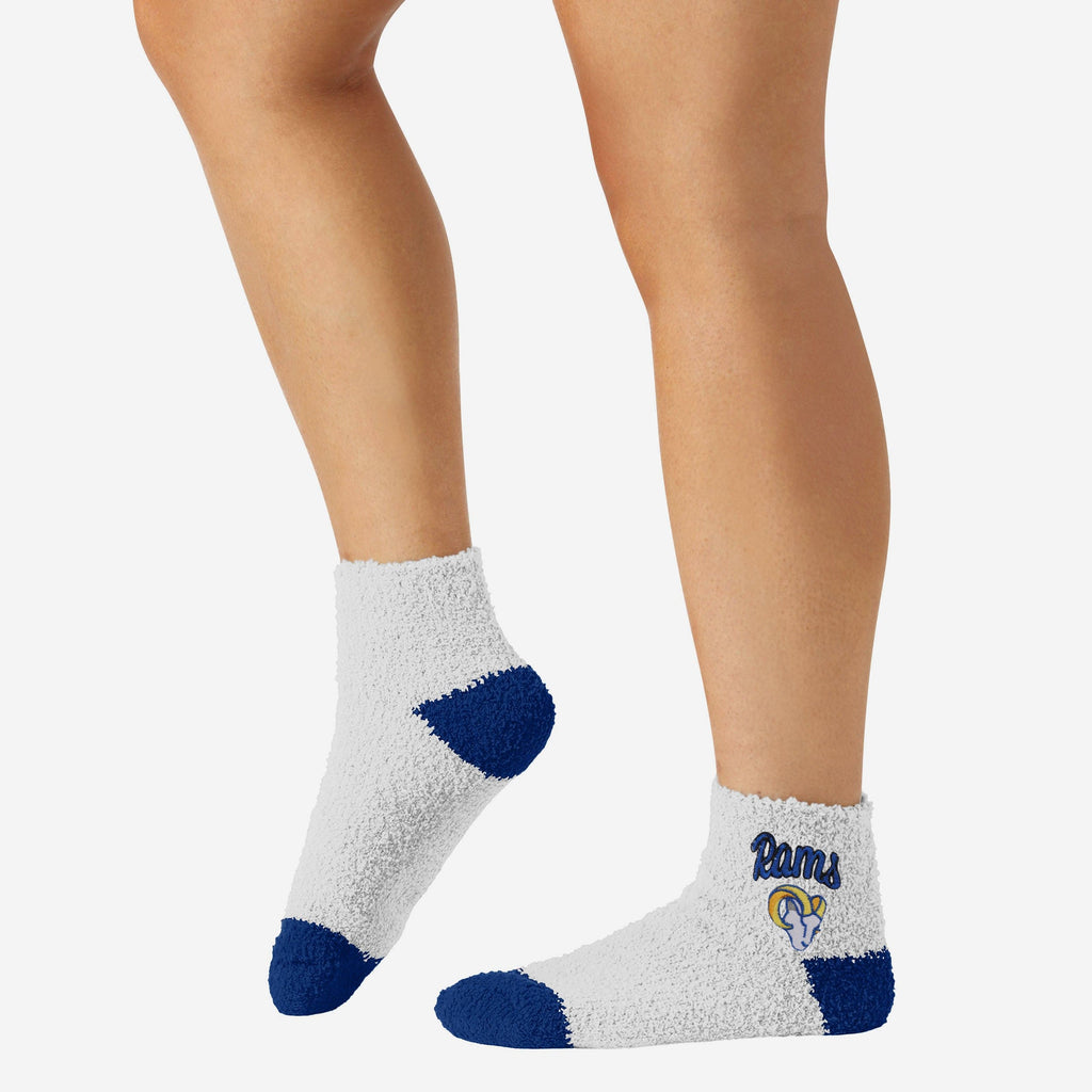 Los Angeles Rams 2 Pack Womens Script Logo Fuzzy Ankle Socks FOCO