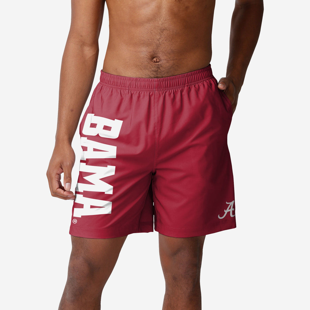 Alabama Crimson Tide Solid Wordmark Traditional Swimming Trunks FOCO