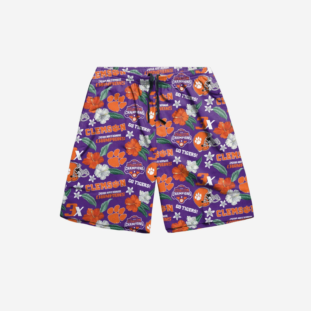 Clemson Tigers 2018 Football National Champions Floral Swimming Trunks FOCO