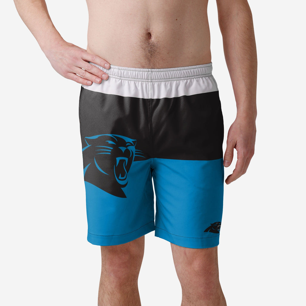 Carolina Panthers 3 Stripe Big Logo Swimming Trunks FOCO