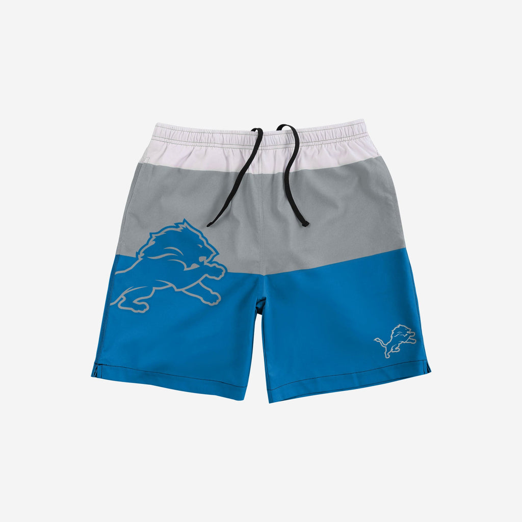 Detroit Lions 3 Stripe Big Logo Swimming Trunks FOCO