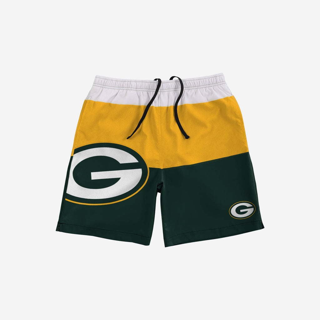 Green Bay Packers 3 Stripe Big Logo Swimming Trunks FOCO