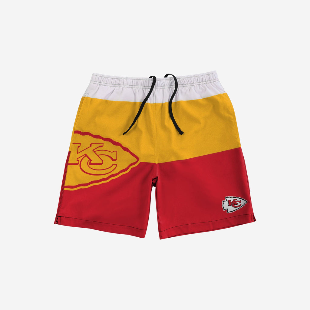Kansas City Chiefs 3 Stripe Big Logo Swimming Trunks FOCO