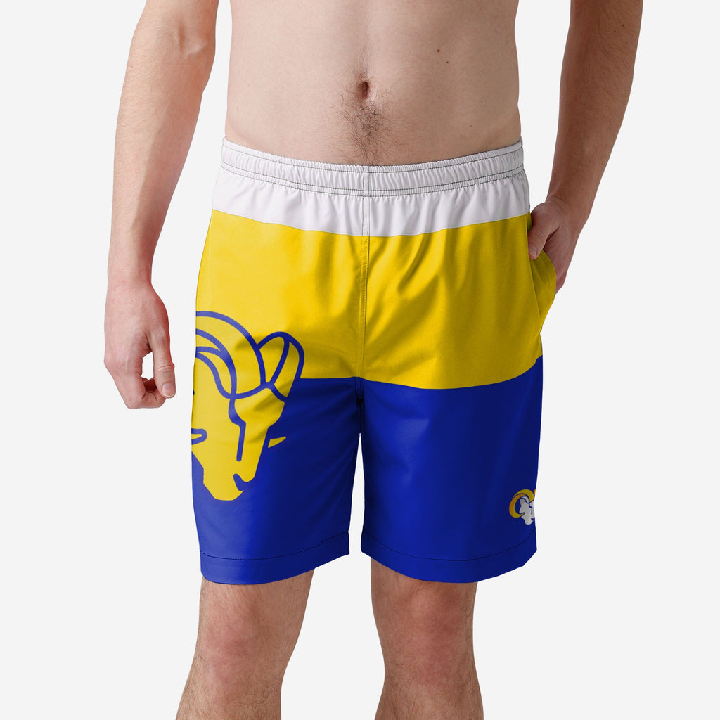 Los Angeles Rams 3 Stripe Big Logo Swimming Trunks FOCO