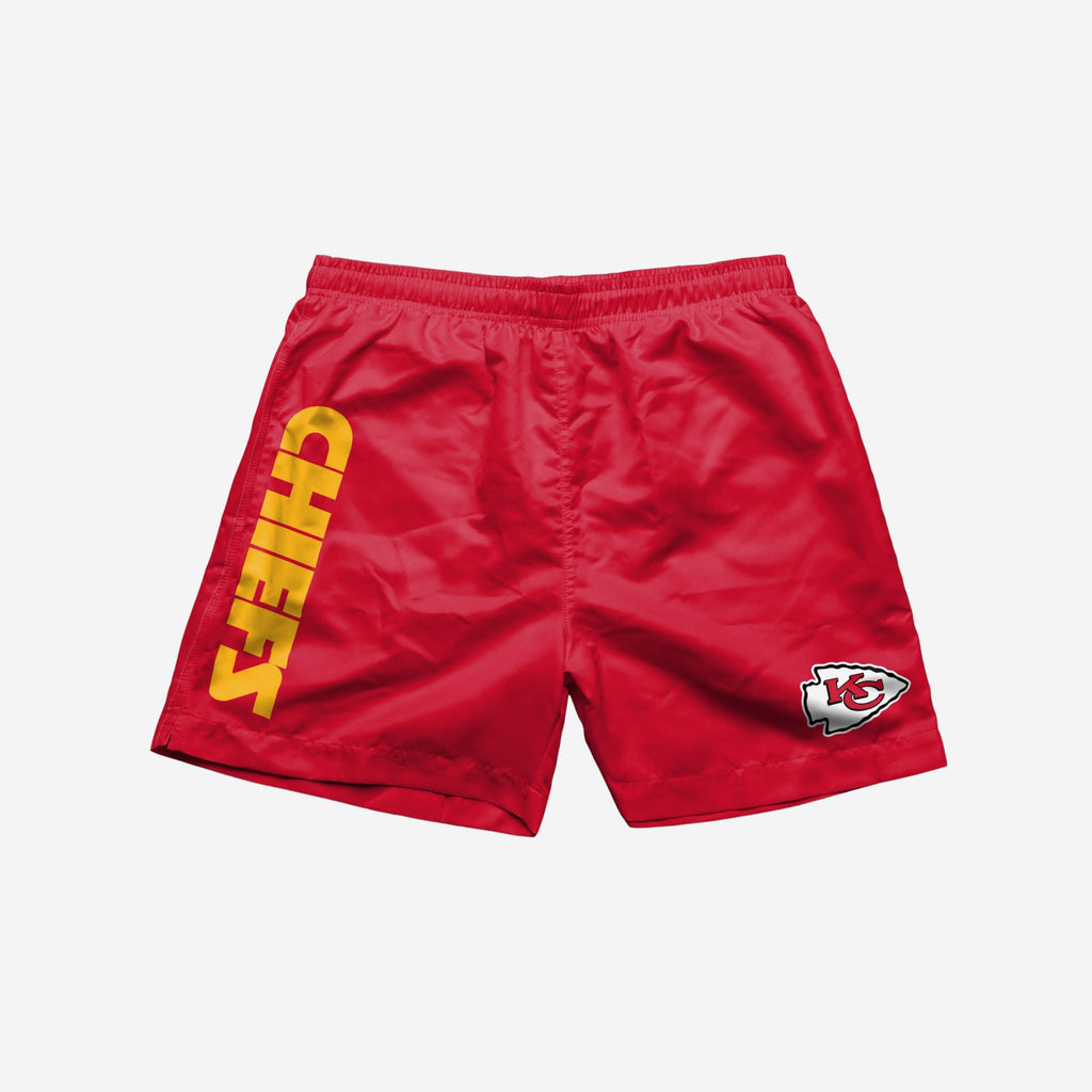 Kansas City Chiefs Solid Wordmark 5.5" Swimming Trunks FOCO