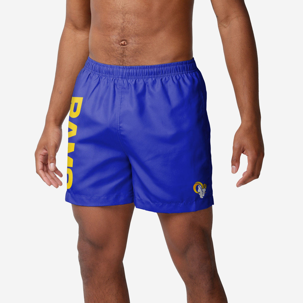 Los Angeles Rams Solid Wordmark 5.5" Swimming Trunks FOCO