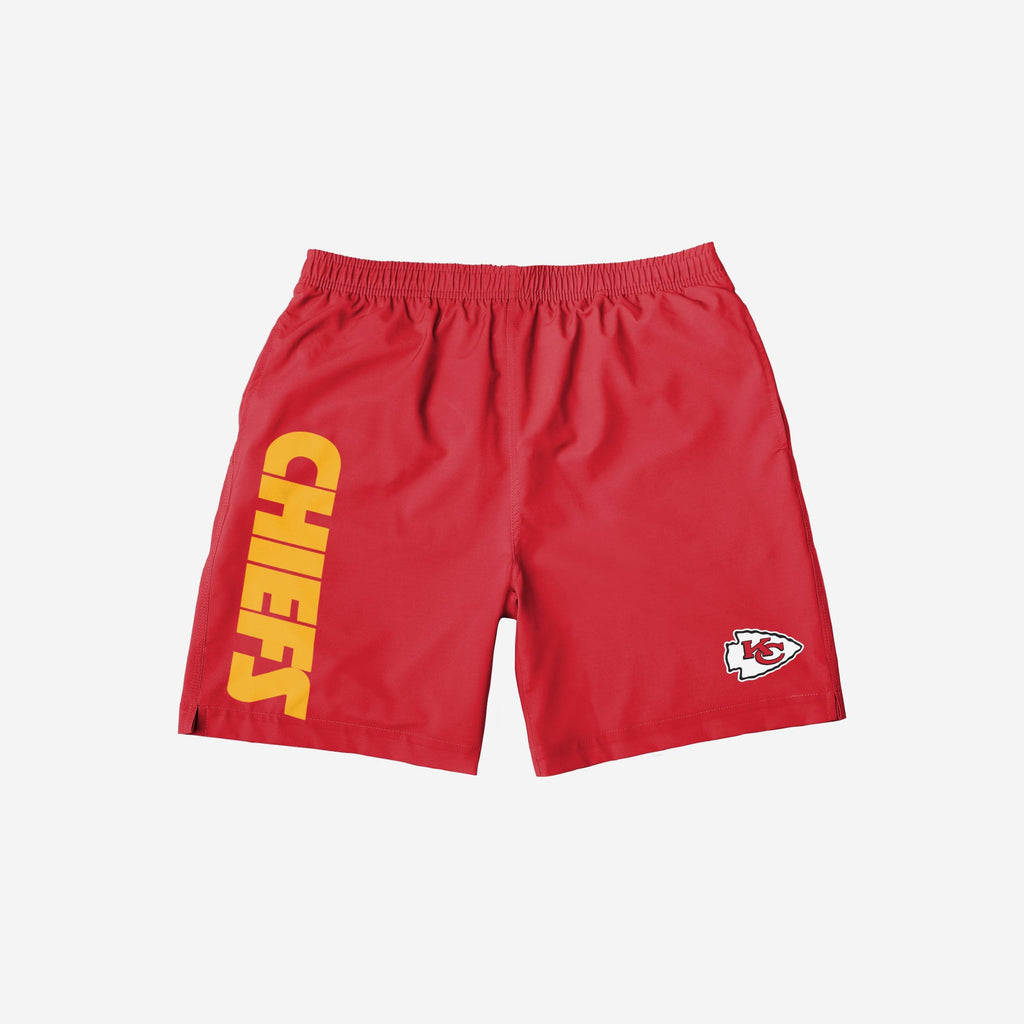 Kansas City Chiefs Solid Wordmark Traditional Swimming Trunks FOCO