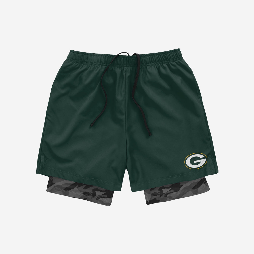 Green Bay Packers Team Color Camo Liner Shorts FOCO