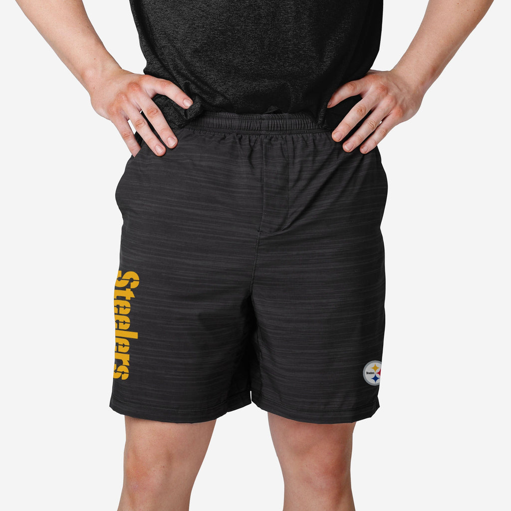 Pittsburgh Steelers Heathered Black Woven Liner Shorts FOCO