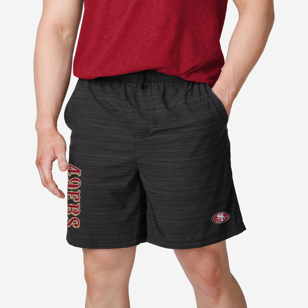 San Francisco 49ers Heathered Black Woven Liner Shorts FOCO