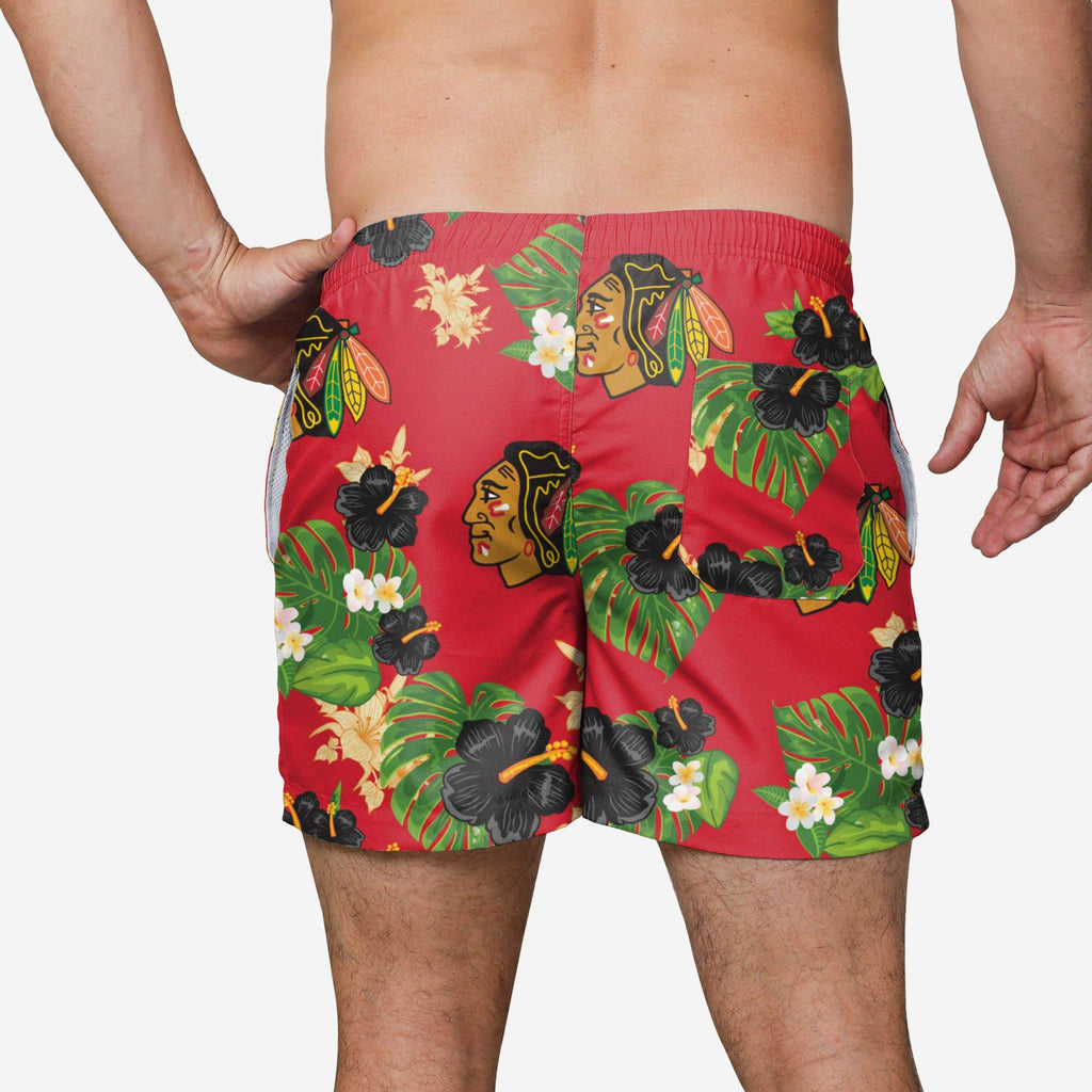 Chicago Blackhawks Floral Swimming Trunks FOCO
