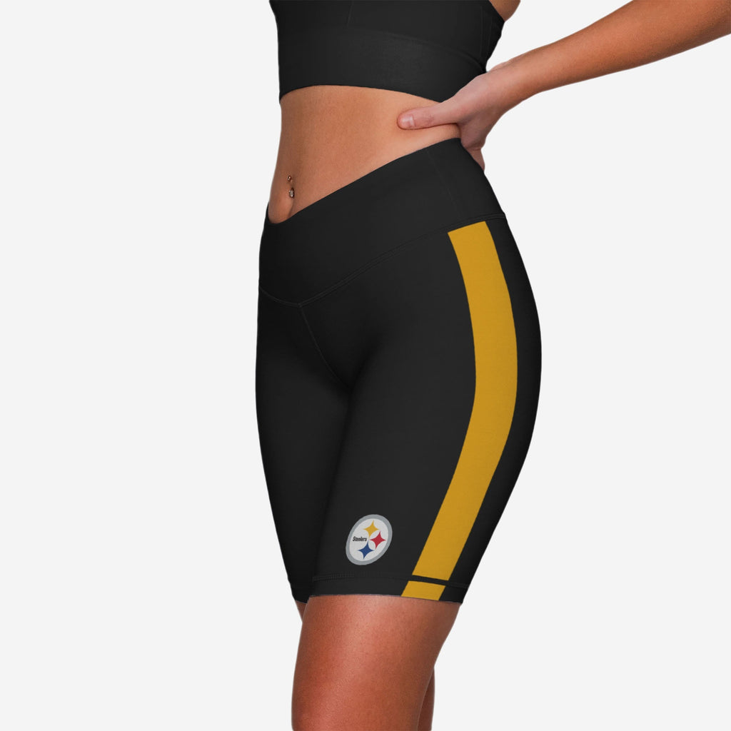 Pittsburgh Steelers Striped Bike Shorts FOCO