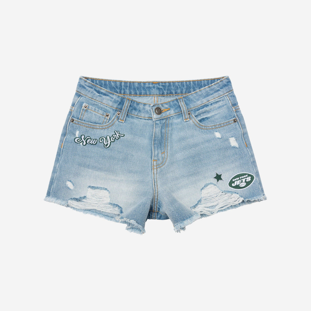 New York Jets Womens Team Logo Denim Shorts FOCO