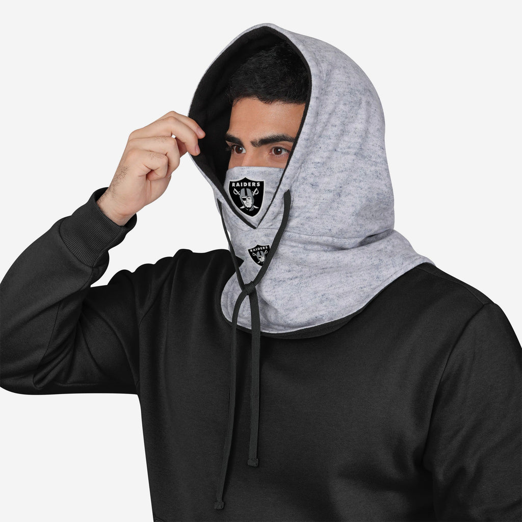 Las Vegas Raiders Heather Gray Drawstring Hooded Gaiter Scarf FOCO