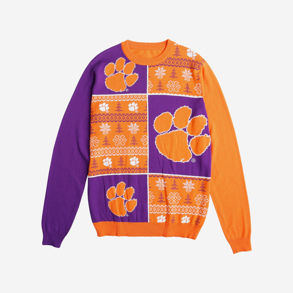 Clemson Tigers Busy Block Snowfall Sweater FOCO