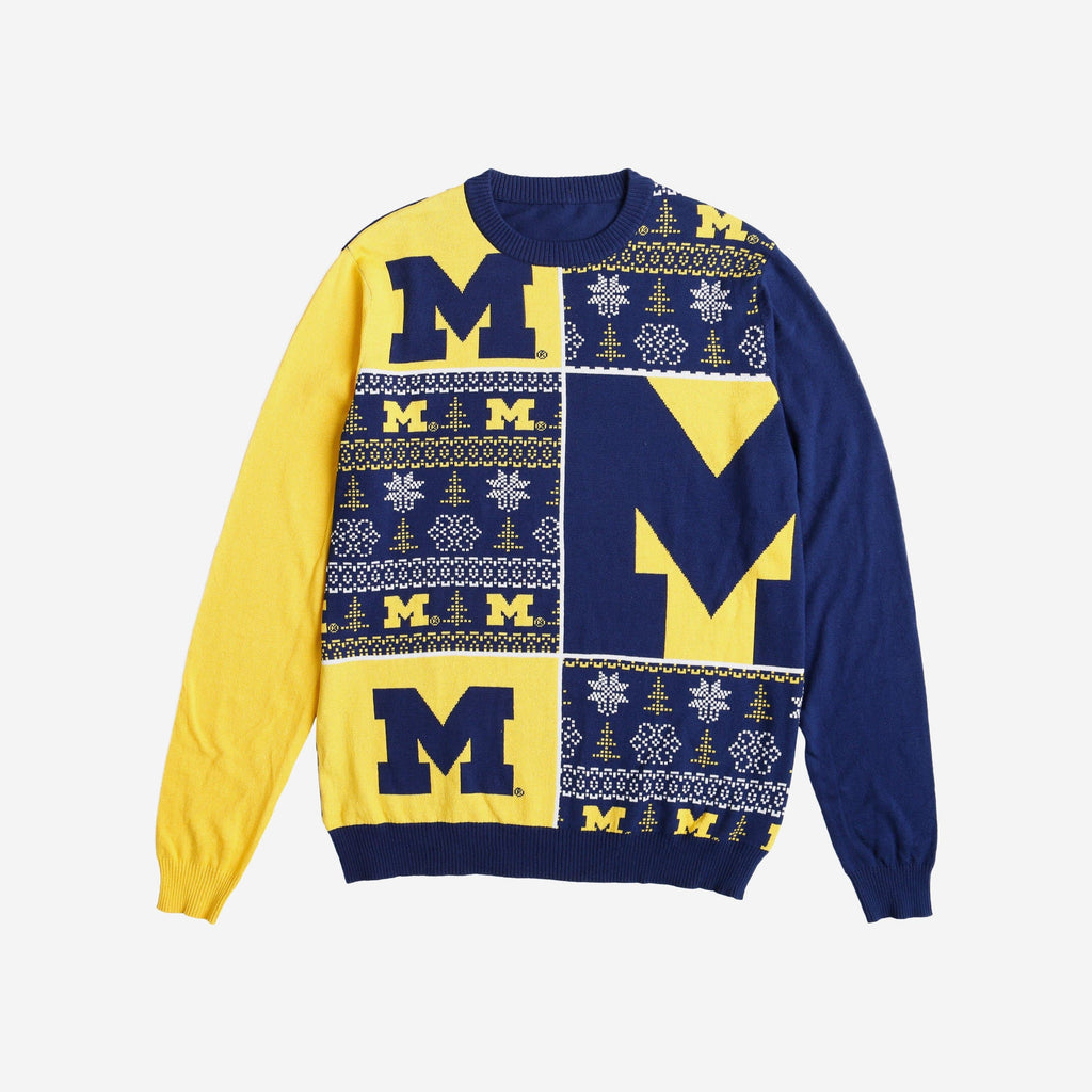 Michigan Wolverines Busy Block Snowfall Sweater FOCO