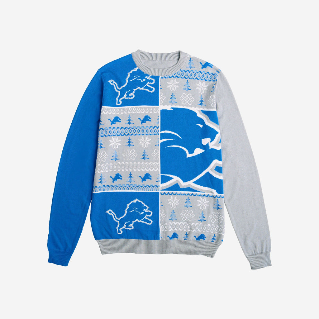 Detroit Lions Busy Block Snowfall Sweater FOCO