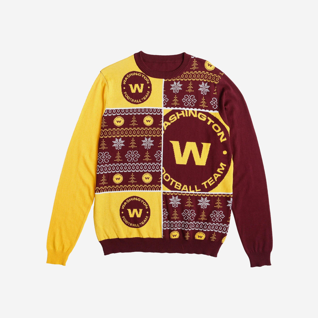 Washington Commanders Busy Block Snowfall Sweater FOCO
