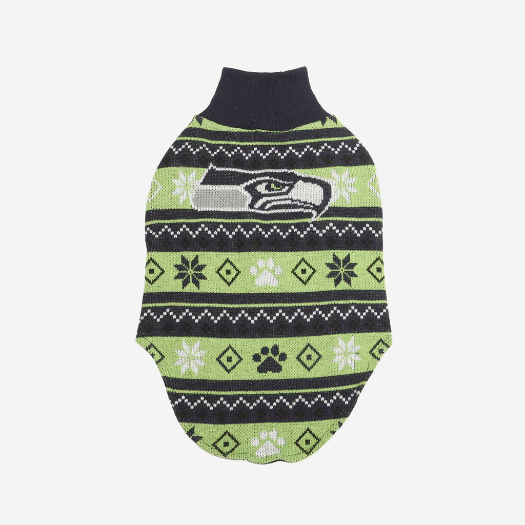 Seattle Seahawks Knitted Holiday Dog Sweater FOCO