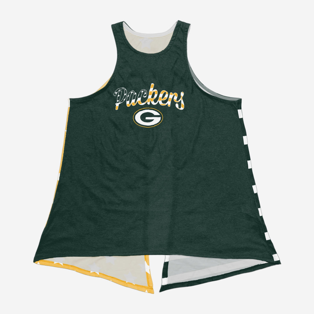 Green Bay Packers Womens Americana Tie-Breaker Sleeveless Top FOCO