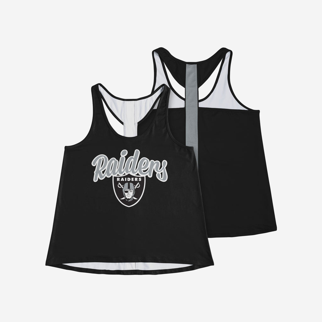 Las Vegas Raiders Womens Wordmark Team Stripe Sleeveless Top FOCO
