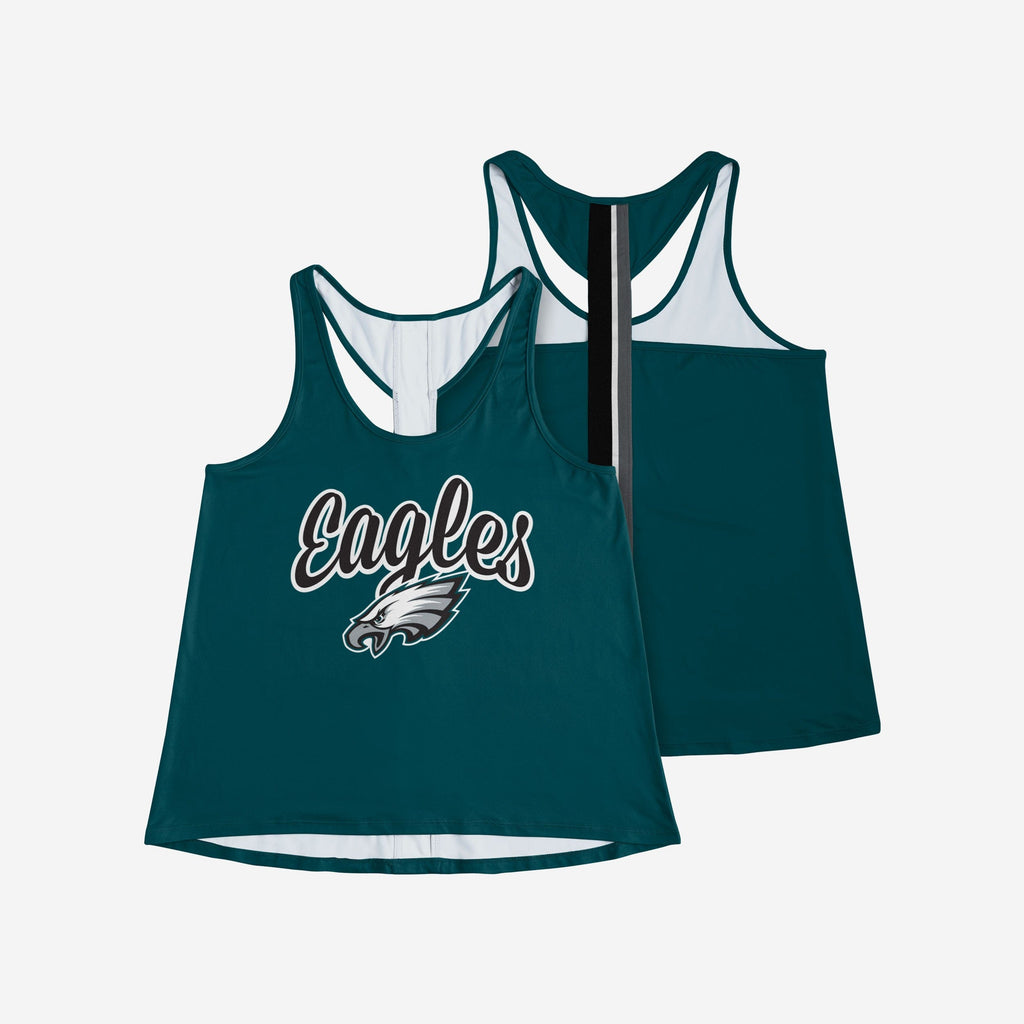 Philadelphia Eagles Womens Wordmark Team Stripe Sleeveless Top FOCO
