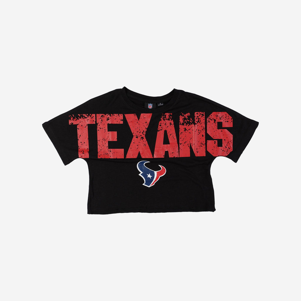 Houston Texans Womens Petite Distressed Wordmark Crop Top FOCO