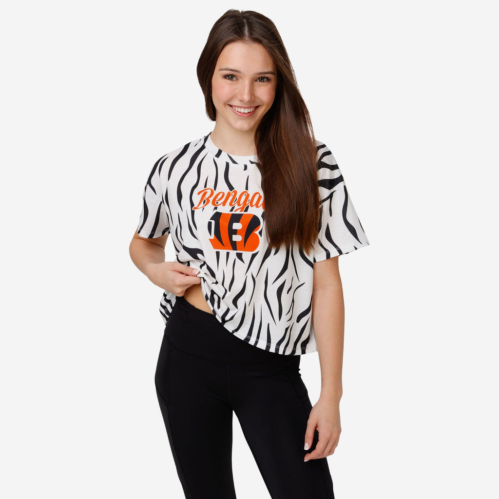 Cincinnati Bengals Womens White Stripe Crop Top FOCO