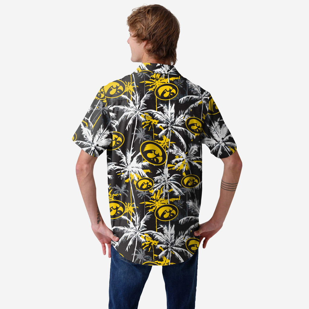 Iowa Hawkeyes Black Floral Button Up Shirt FOCO