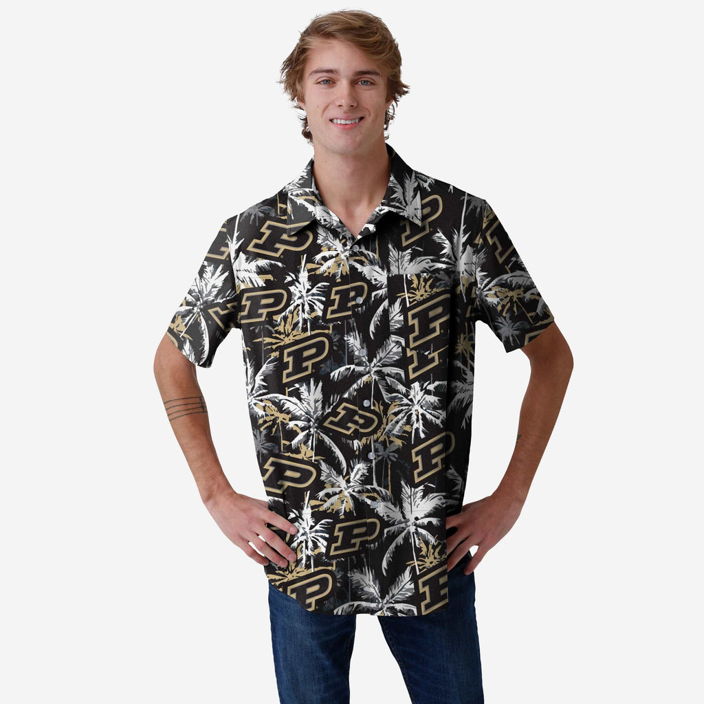 Purdue Boilermakers Black Floral Button Up Shirt FOCO