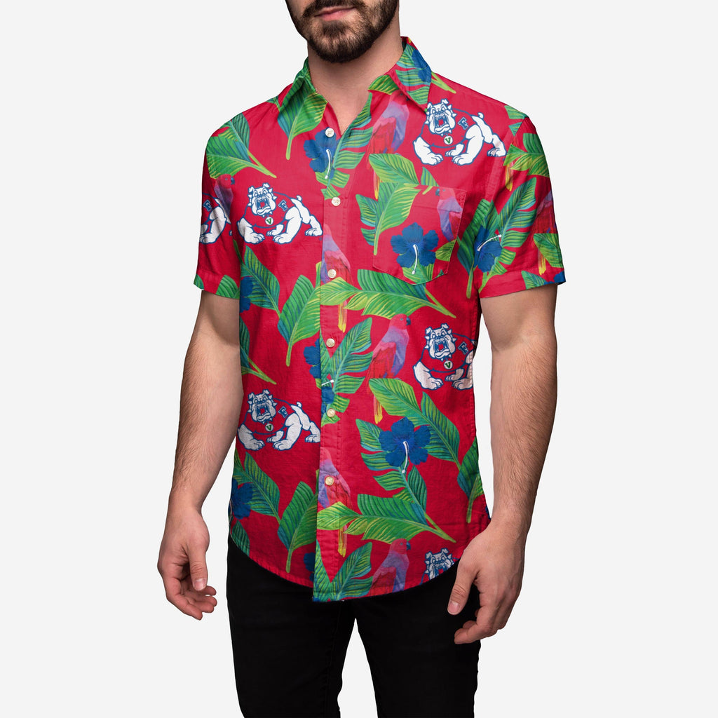 Fresno State Bulldogs Floral Button Up Shirt FOCO