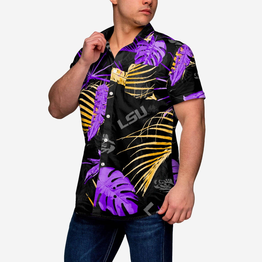 LSU Tigers Neon Palm Button Up Shirt FOCO