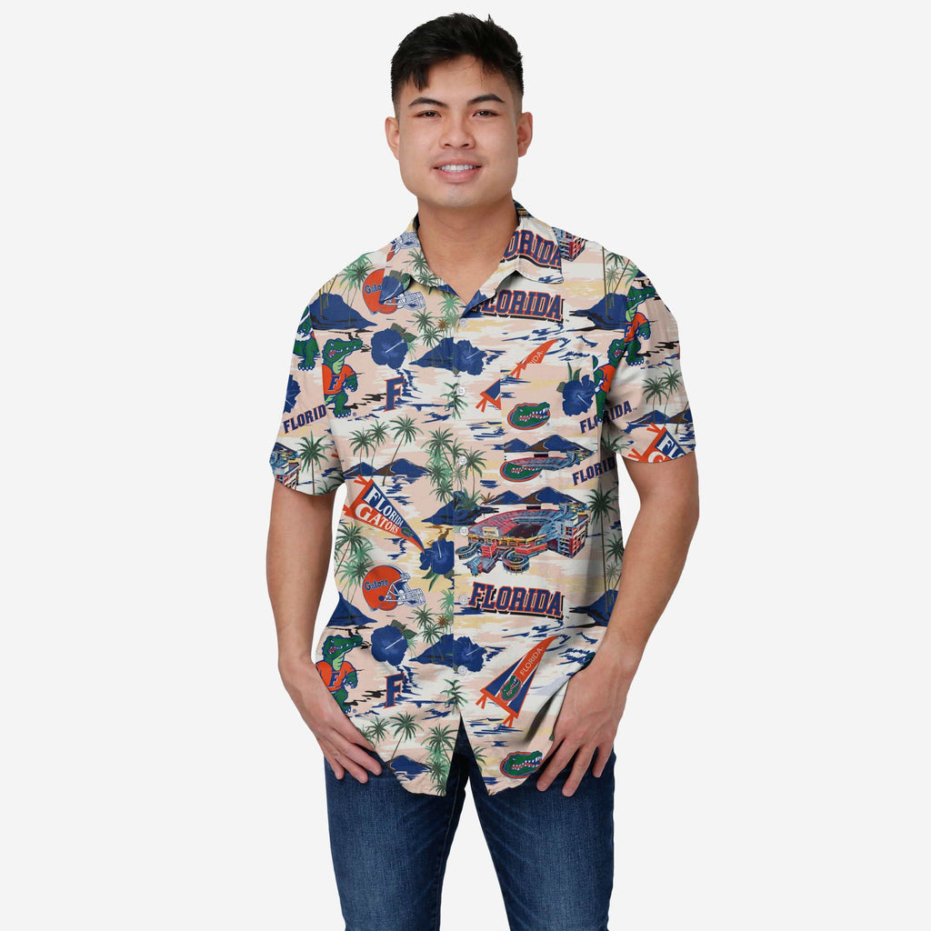 Florida Gators Thematic Stadium Print Button Up Shirt FOCO
