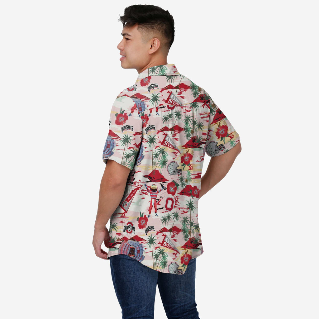 Ohio State Buckeyes Thematic Stadium Print Button Up Shirt FOCO