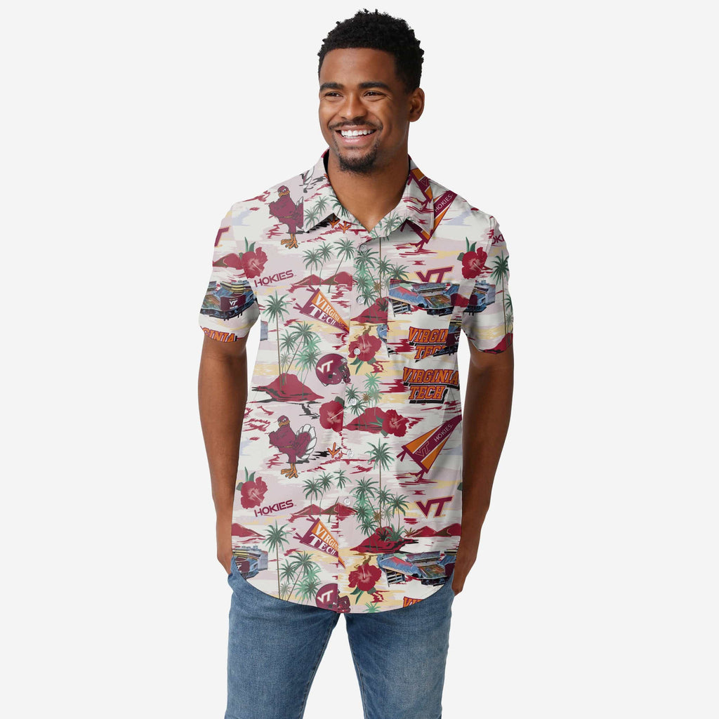 Virginia Tech Hokies Thematic Stadium Print Button Up Shirt FOCO