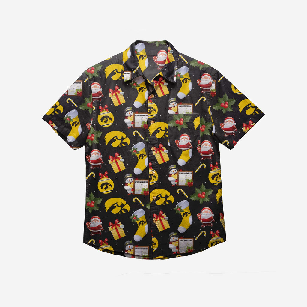 Iowa Hawkeyes Christmas Explosion Button Up Shirt FOCO