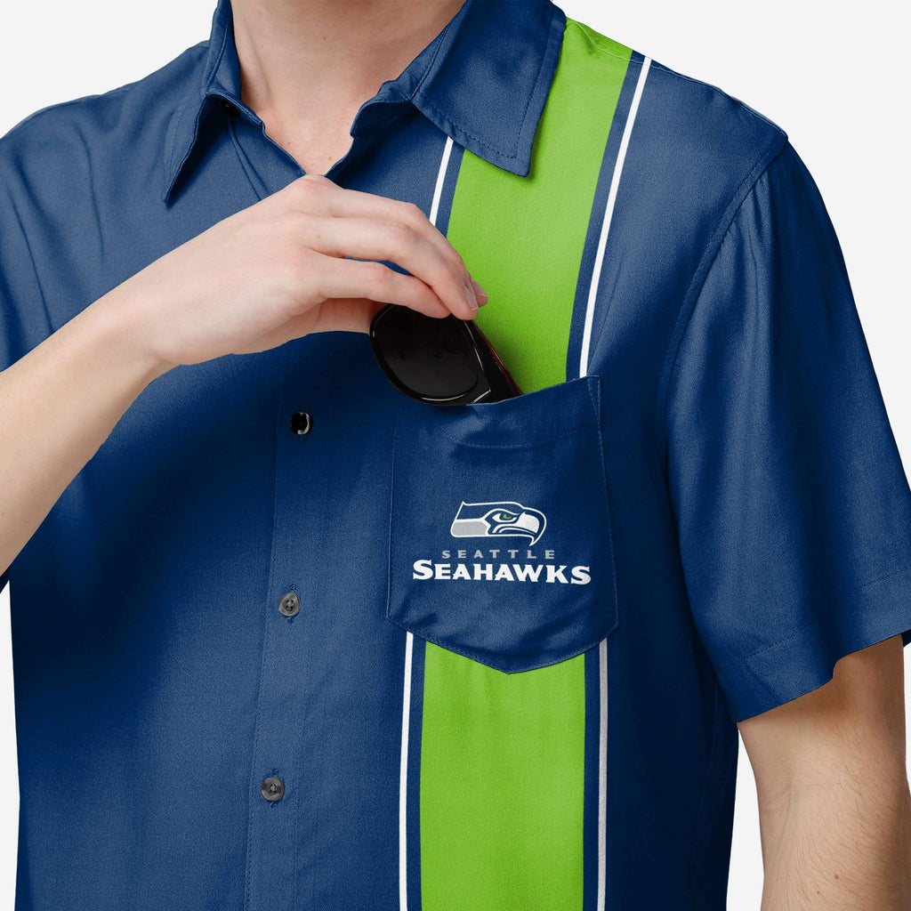 Seattle Seahawks Bowling Stripe Button Up Shirt FOCO