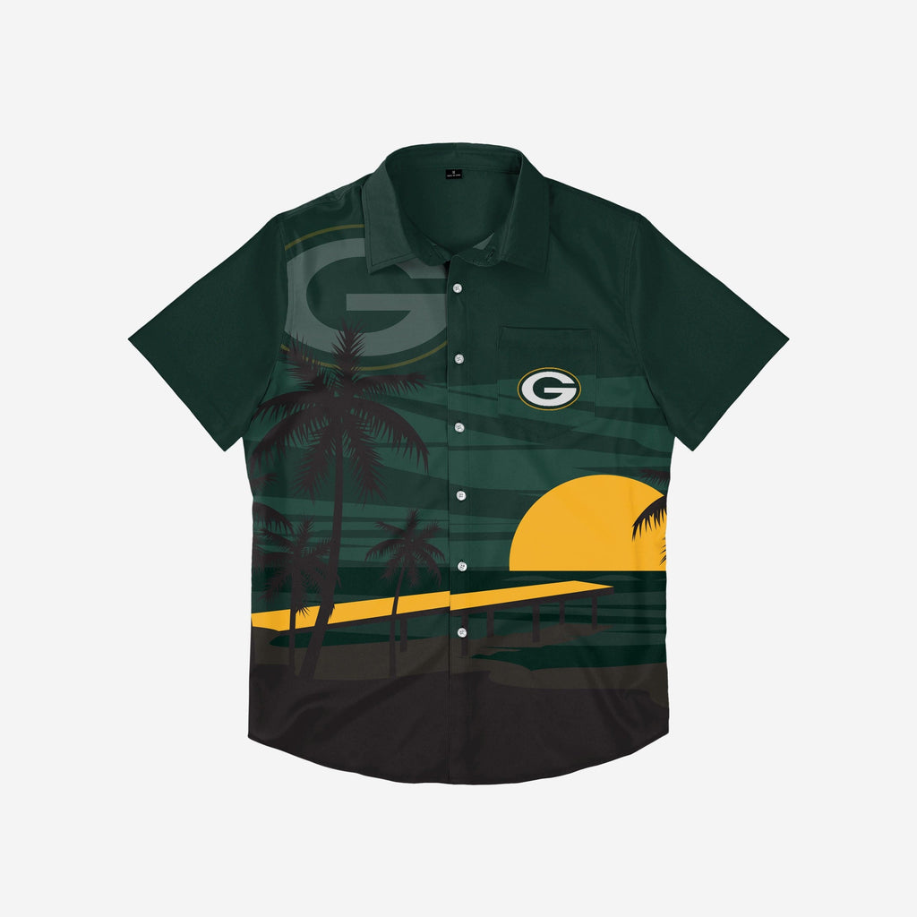 Green Bay Packers Tropical Sunset Button Up Shirt FOCO