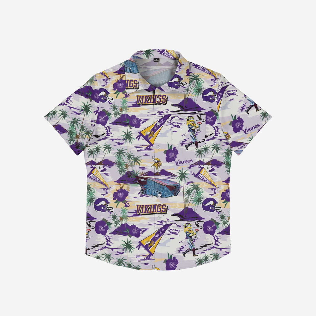 Minnesota Vikings Thematic Stadium Print Button Up Shirt FOCO