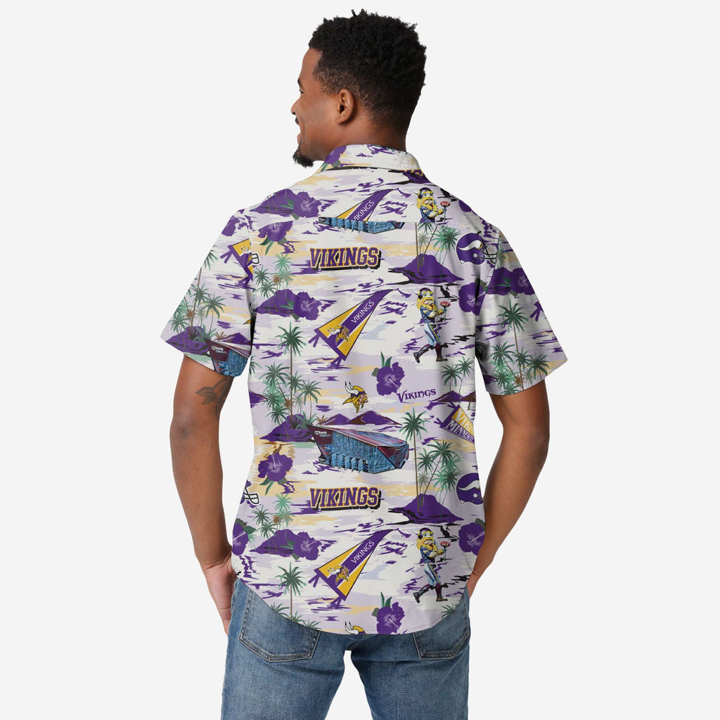 Minnesota Vikings Thematic Stadium Print Button Up Shirt FOCO