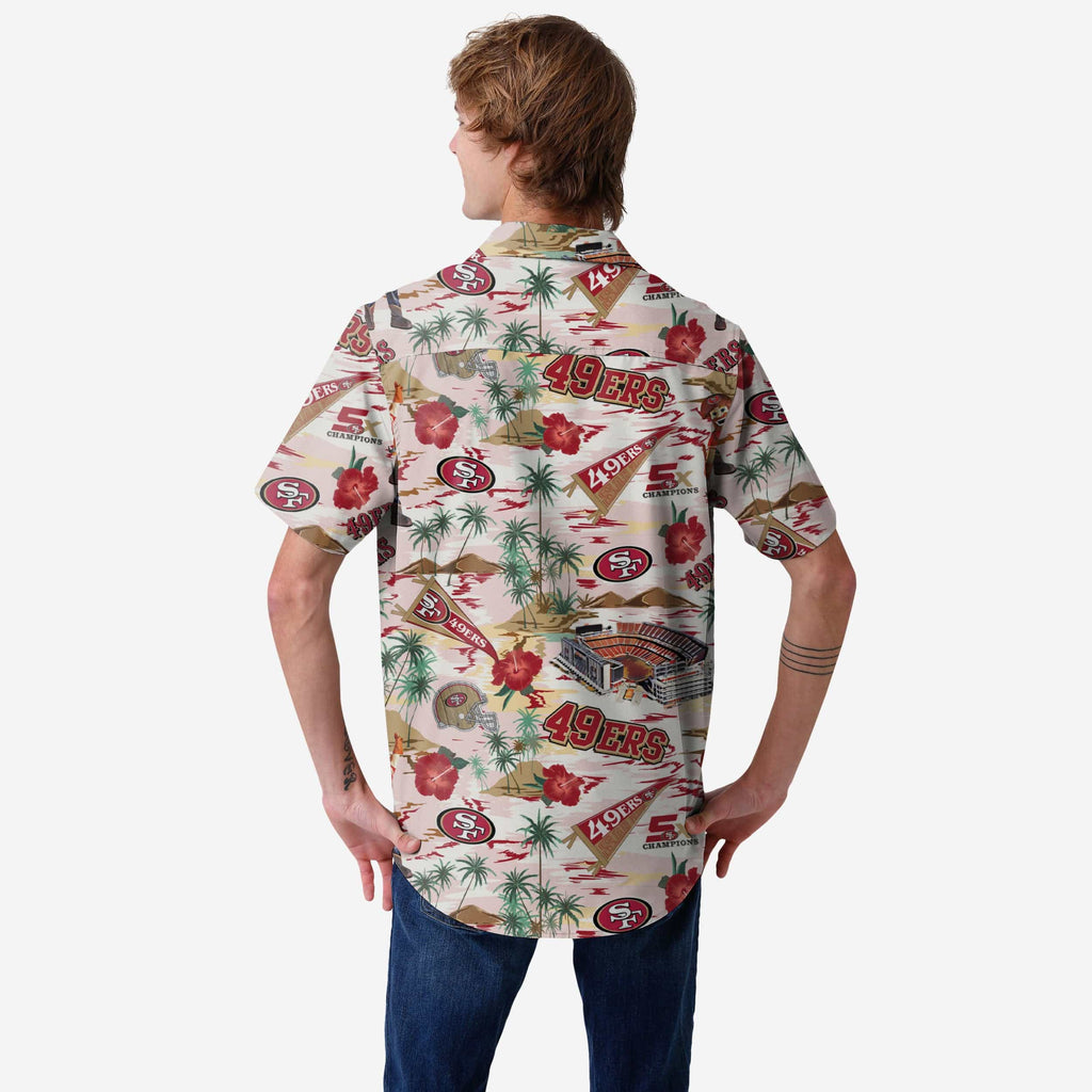 San Francisco 49ers Thematic Stadium Print Button Up Shirt FOCO