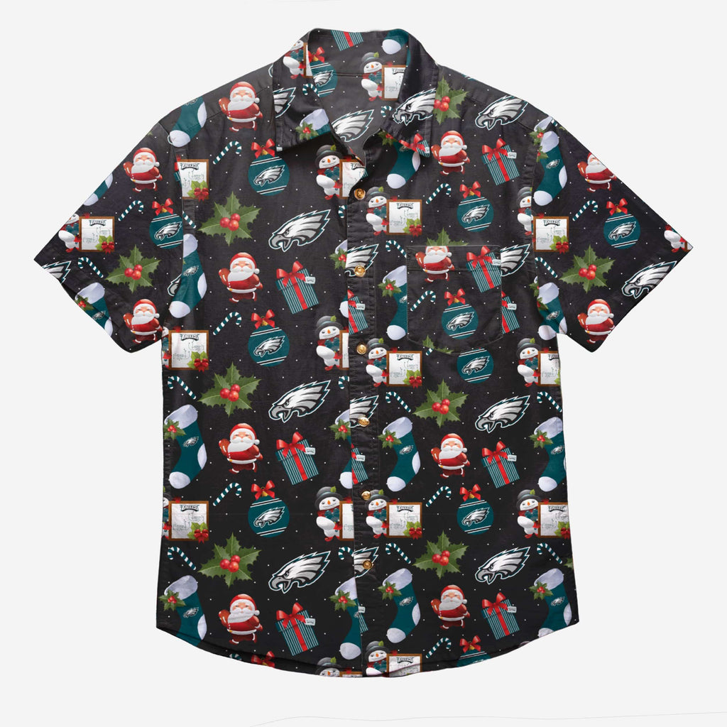 Philadelphia Eagles Christmas Explosion Button Up Shirt FOCO