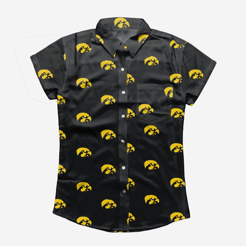 Iowa Hawkeyes Logo Blast Womens Button Up Shirt FOCO