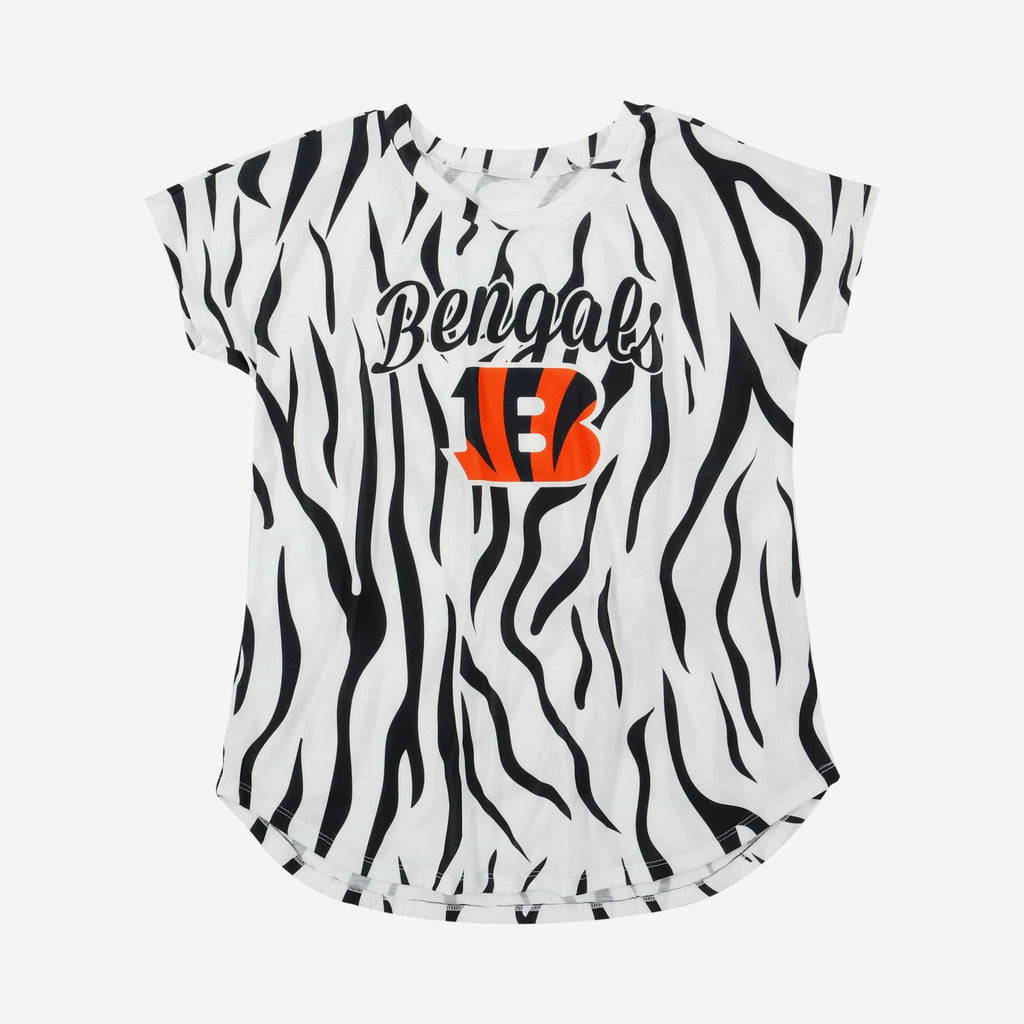 Cincinnati Bengals Womens White Stripe Wordmark Tunic FOCO